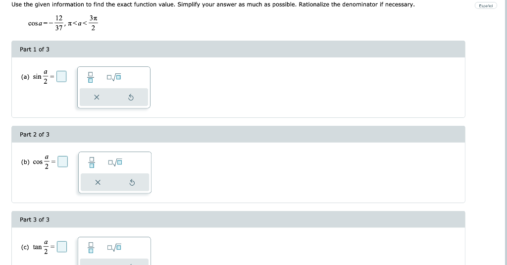 Solved Use the given information to find the exact function | Chegg.com