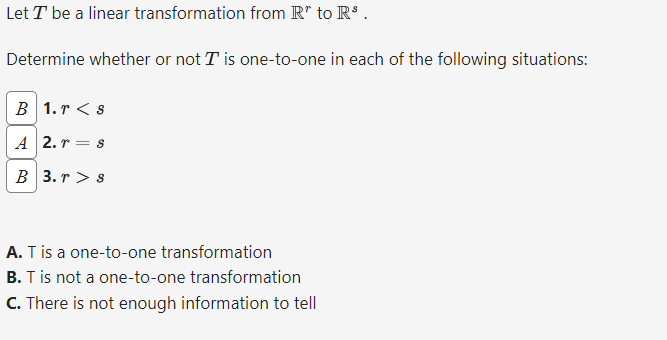 Solved Let T be a linear transformation from Rr to Rs. | Chegg.com