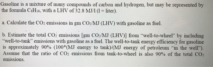 Gasoline is a mixture of many compounds of carbon and | Chegg.com