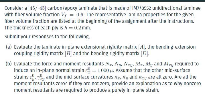 Solved Consider a [45/−45] carbon/epoxy laminate that is | Chegg.com