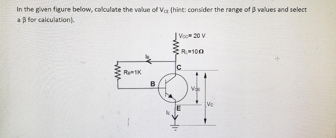 Solved In the given figure below, calculate the value of VCE | Chegg.com