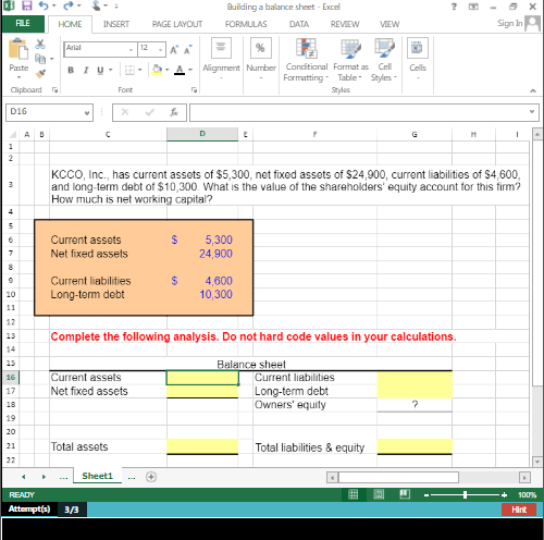 Solved Building a balance sheet - Excel FORMULAS DATA REVIEW | Chegg.com