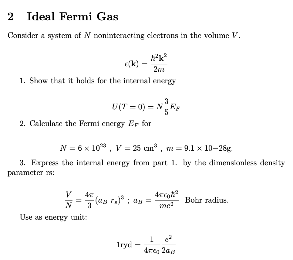 Solved 2 Ideal Fermi Gas Consider a system of N | Chegg.com