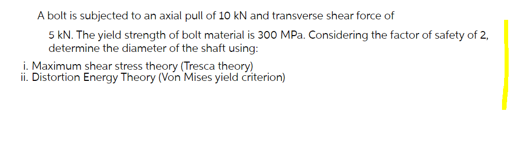 Solved A bolt is subjected to an axial pull of 10 kN and | Chegg.com