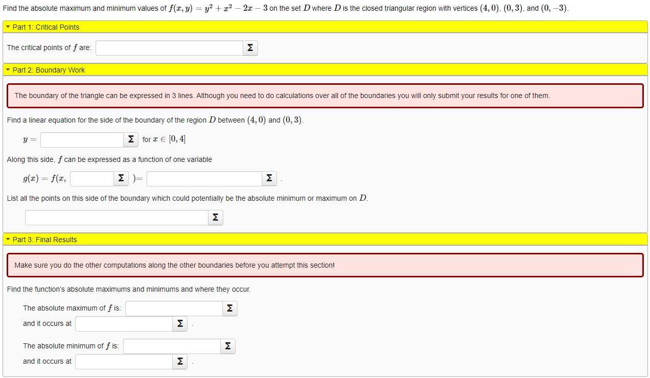 Solved Find the absolute maximum and minimum values of | Chegg.com