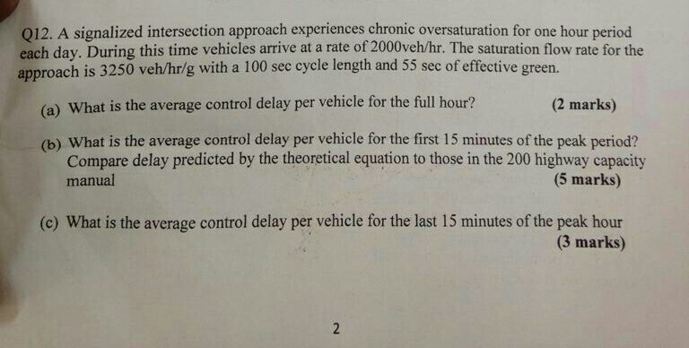 Solved 012 A signalized intersection approach experiences | Chegg.com