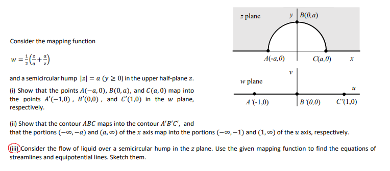 Solved z plane y B(0,0) V Consider the mapping function | Chegg.com