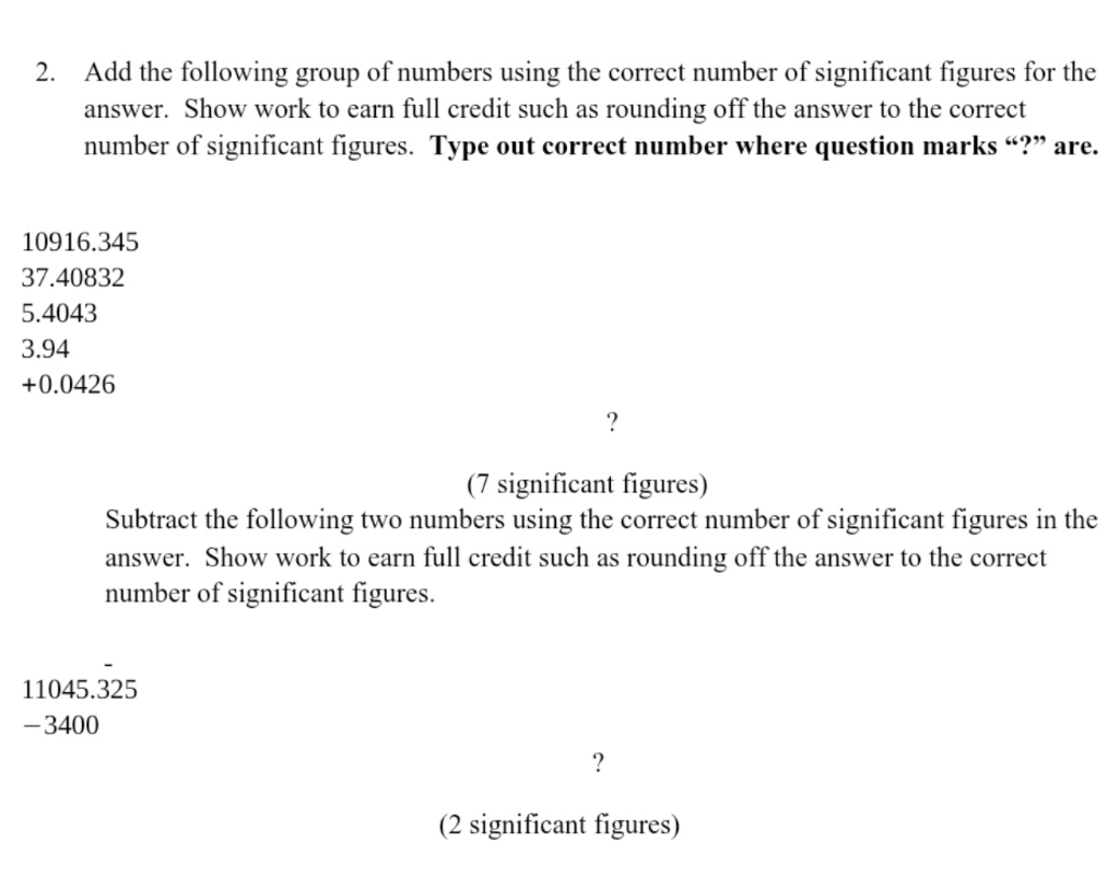 Solved 2. Add the following group of numbers using the | Chegg.com