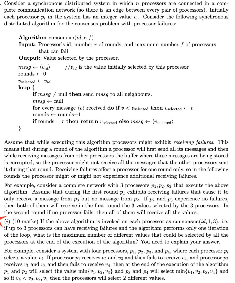 . Consider a synchronous distributed system in which | Chegg.com