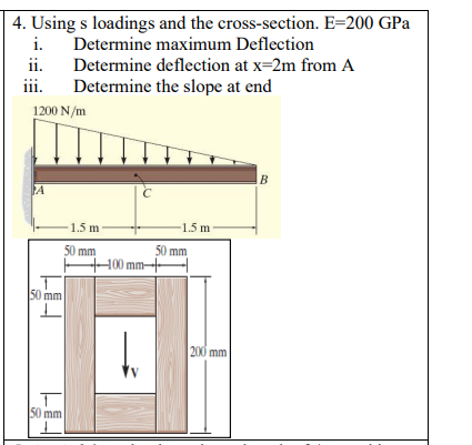 Solved 4. Using s loadings and the cross-section. E=200GPa | Chegg.com