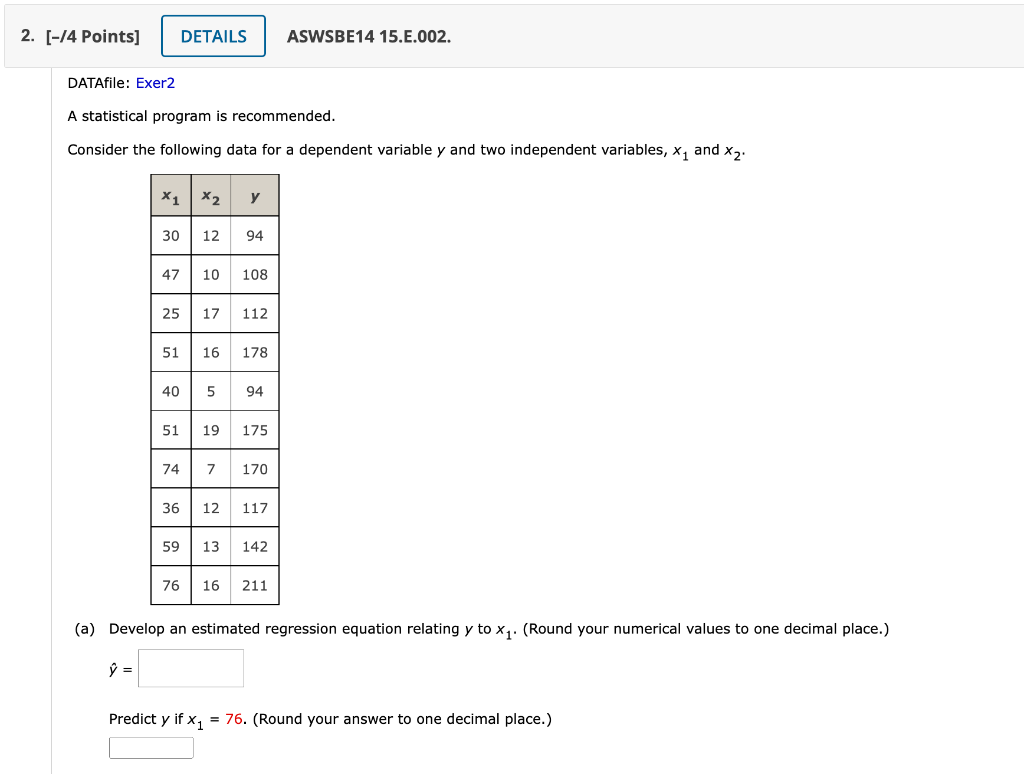 Solved A statistical program is recommended. Consider the | Chegg.com