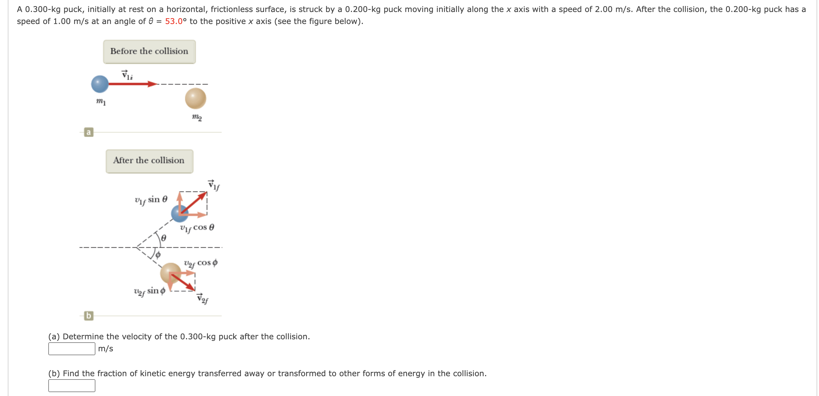 Solved speed of 1.00 m/s at an angle of θ=53.0∘ to the | Chegg.com