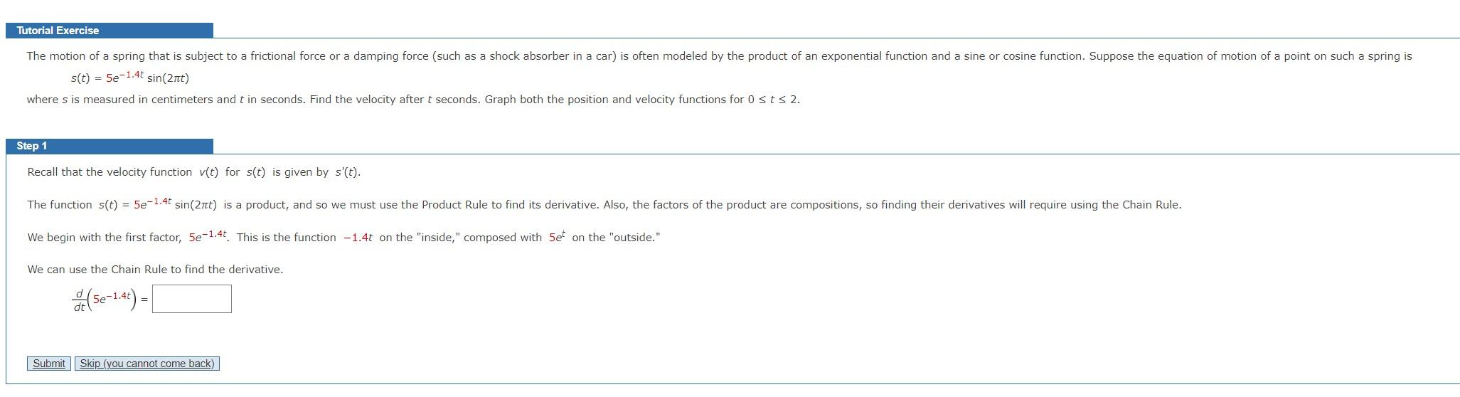 Solved Tutorial Exercise The motion of a spring that is | Chegg.com
