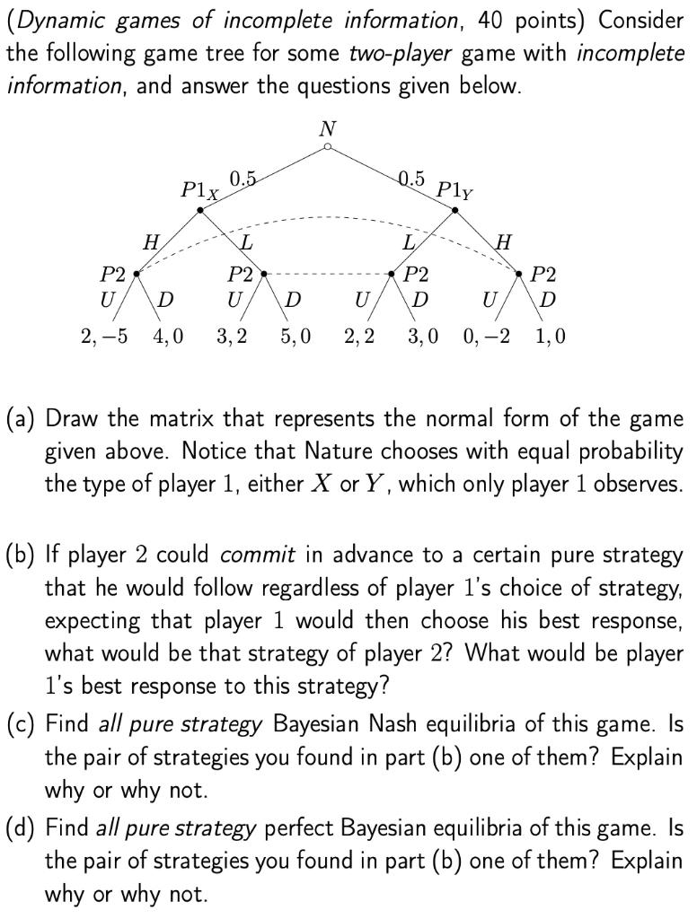 Solved (Dynamic games of incomplete information, 40 points) | Chegg.com