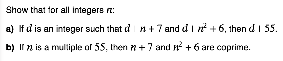 Solved Show that for all integers n : a) If d is an integer | Chegg.com