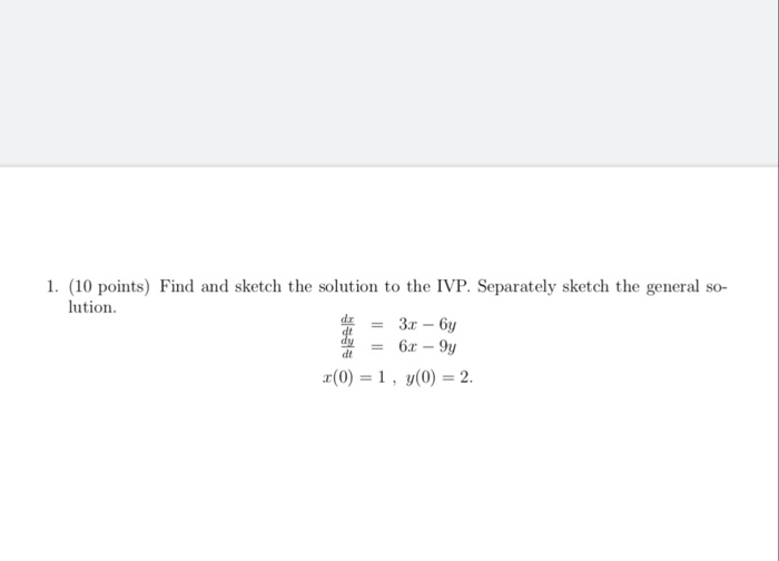 Solved (10 points) Find and sketch the solution to the IVP | Chegg.com