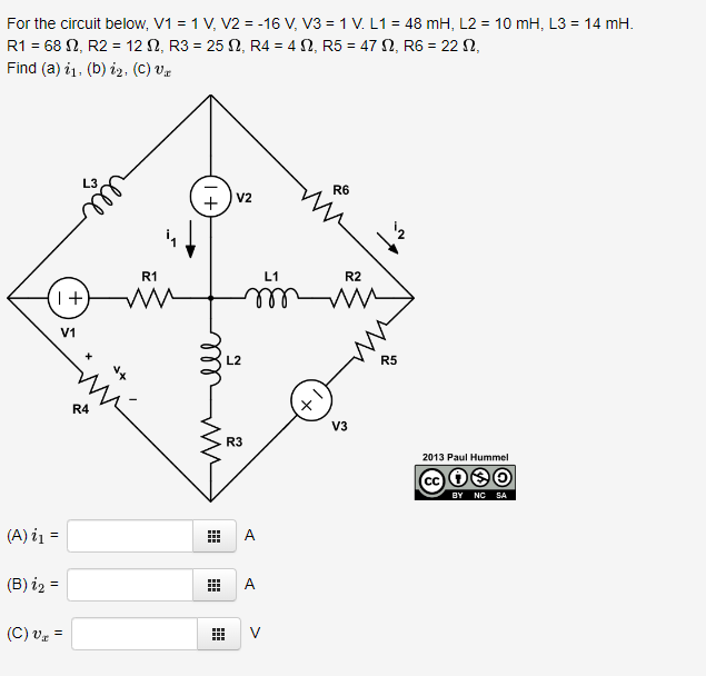 Solved For the circuit below, V1=1 V, V2=−16 V, V3=1 | Chegg.com