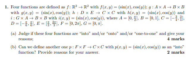 Solved 1. Four functions are defined as f:R2→R2 with | Chegg.com