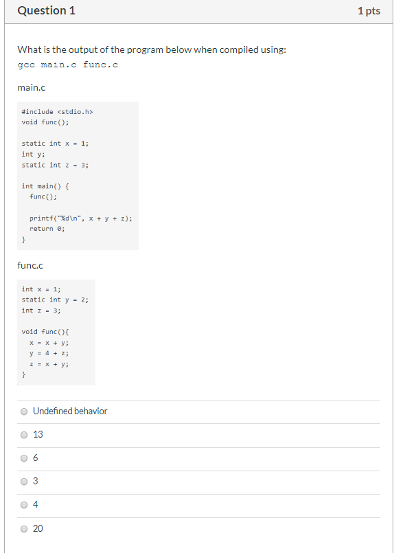 Solved Question 1 1 Pts What Is The Output Of The Program 