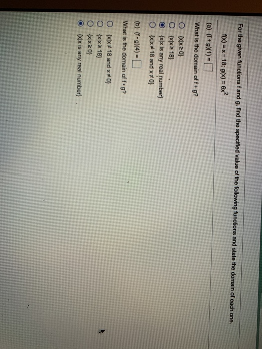 Solved For the given functions fand g, find the speafied | Chegg.com