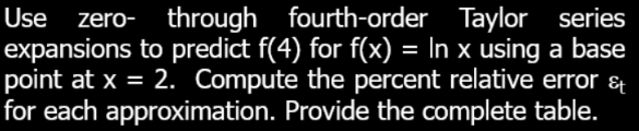 Solved Use zero- through fourth-order Taylor series | Chegg.com