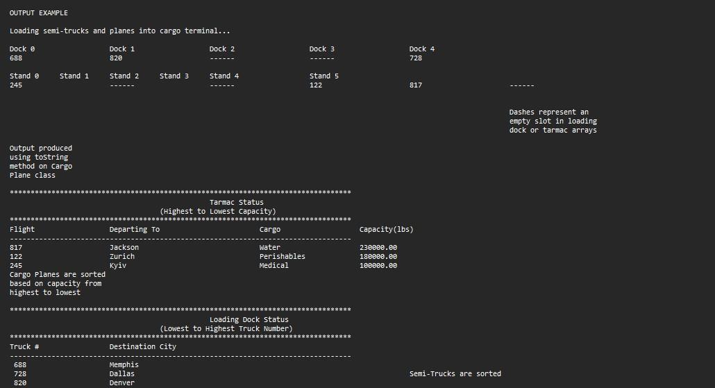 Solved step 1: create a cargo terminal object Contains a | Chegg.com