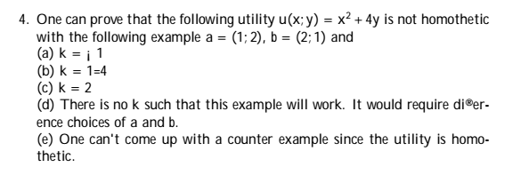 Solved 4. One can prove that the following utility u(x:y) | Chegg.com