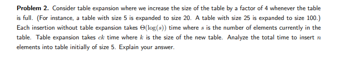 Solved Problem 2. Consider table expansion where we increase | Chegg.com