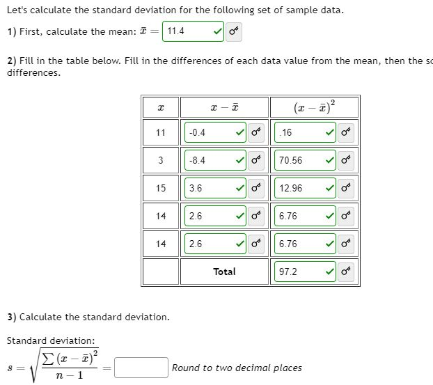 Solved Let's calculate the standard deviation for the | Chegg.com