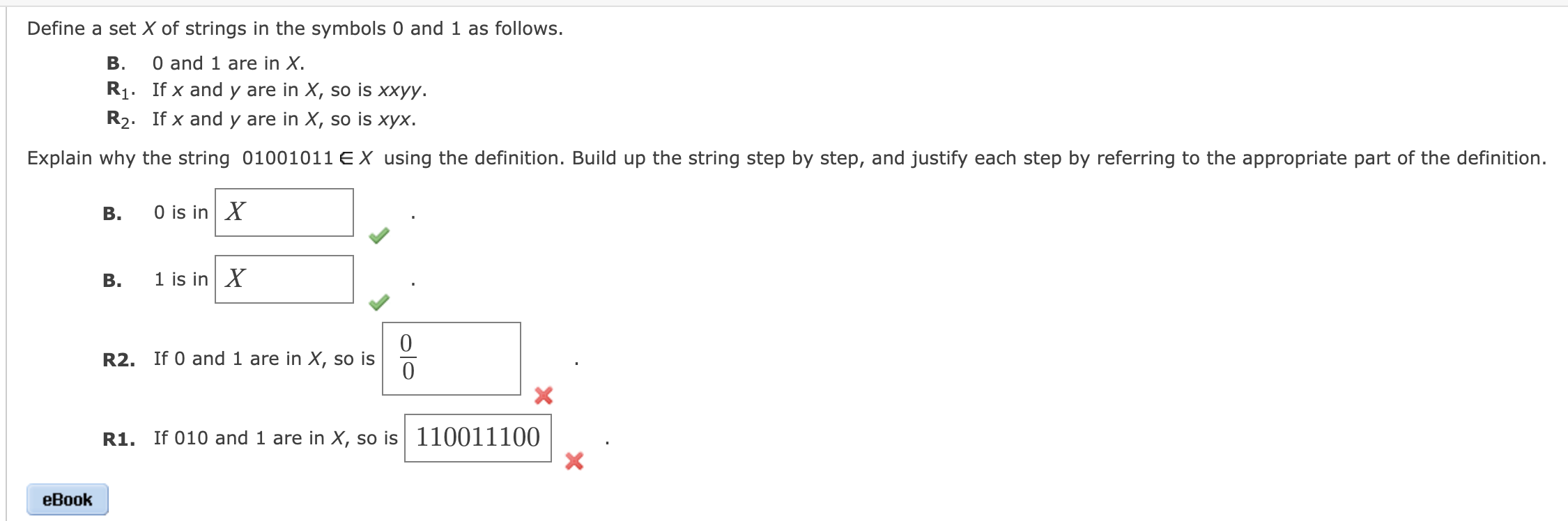 Solved Define a set X of strings in the symbols 0 and 1 as | Chegg.com