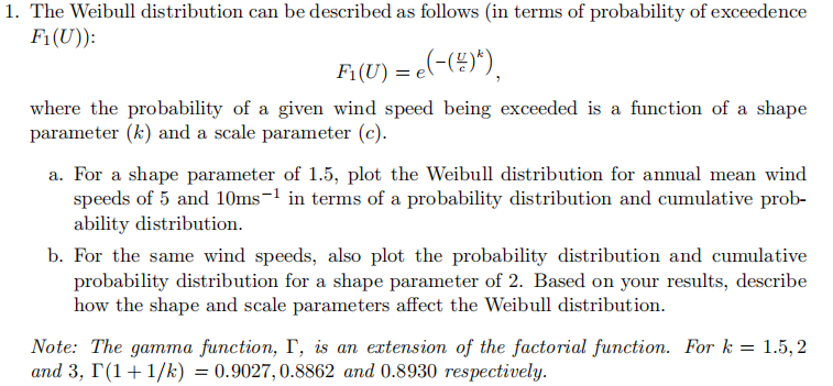 Solved The Weibull distribution can be described as follows | Chegg.com