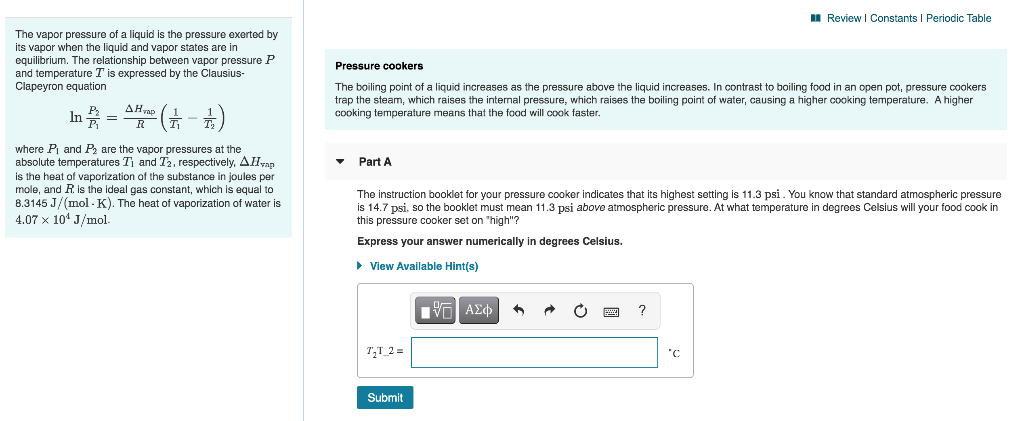 Solved Review Constants Periodic Table Pressure cookers The | Chegg.com