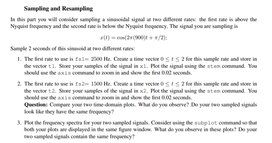 Solved Sampling and Resampling In this part you will | Chegg.com