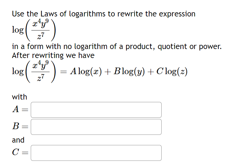 Solved Use the Laws of logarithms to rewrite the expression | Chegg.com