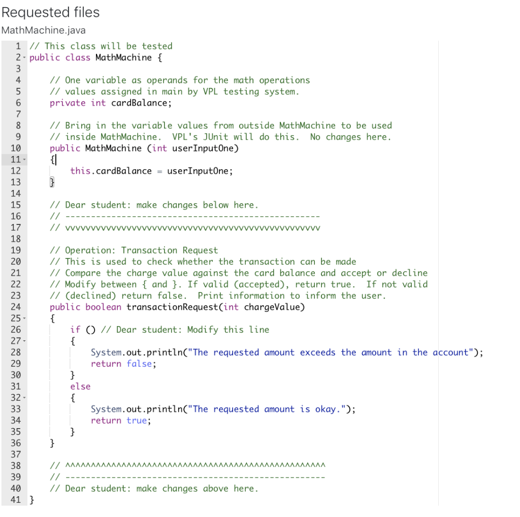 Solved // This class will be tested public class MathMachine | Chegg.com