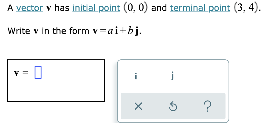 Solved A vector v has initial point (0,0) and terminal point | Chegg.com