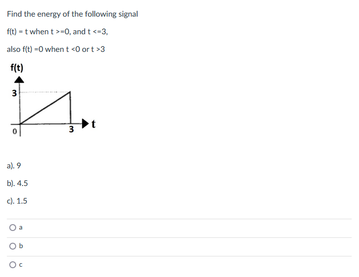 Solved Find the energy of the following signal f(t)=t when | Chegg.com