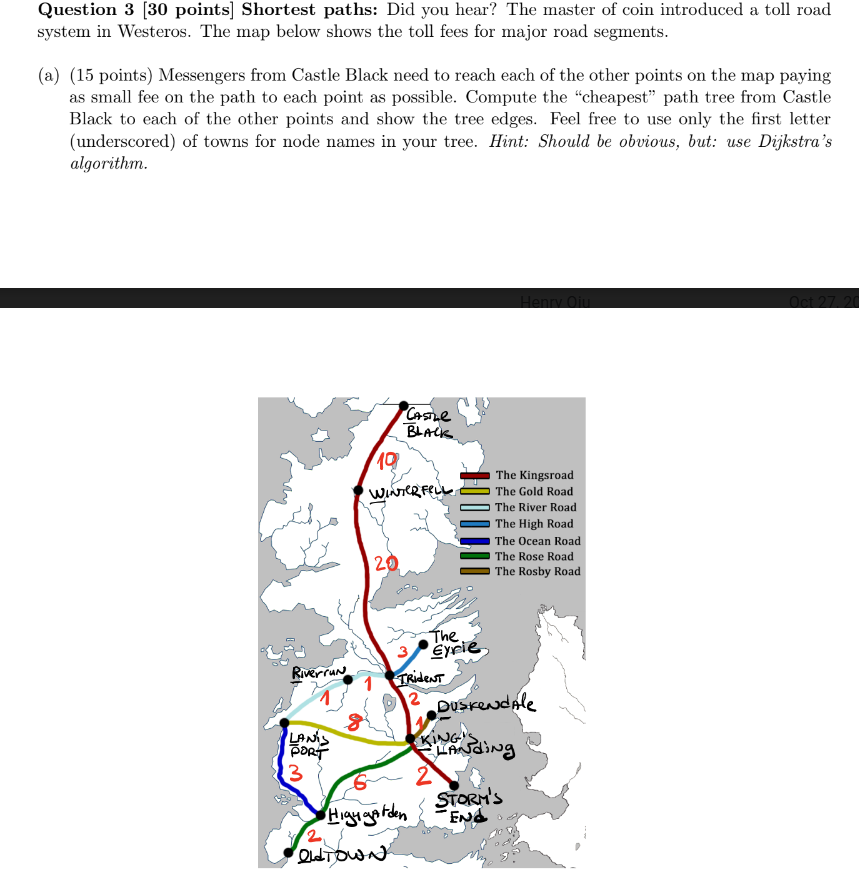 Solved Question 3 30 Points Shortest Paths Did You Hear 