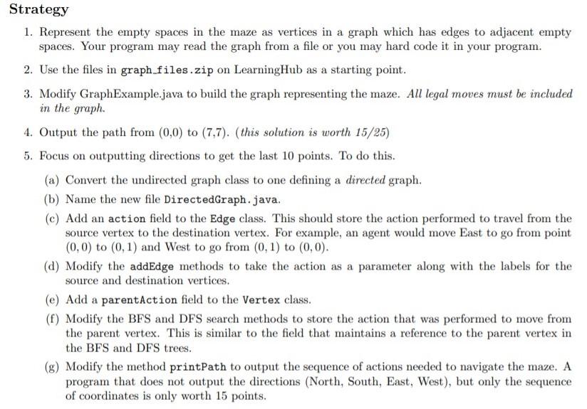 Solved Directions through a maze (25 points) Write a Java | Chegg.com