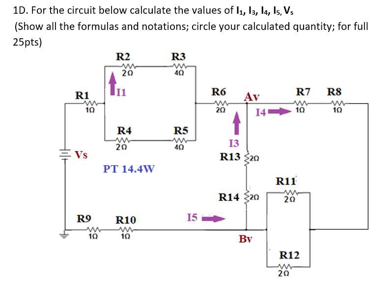 Solved 1A. For the circuit below calculate the values of IR, | Chegg.com