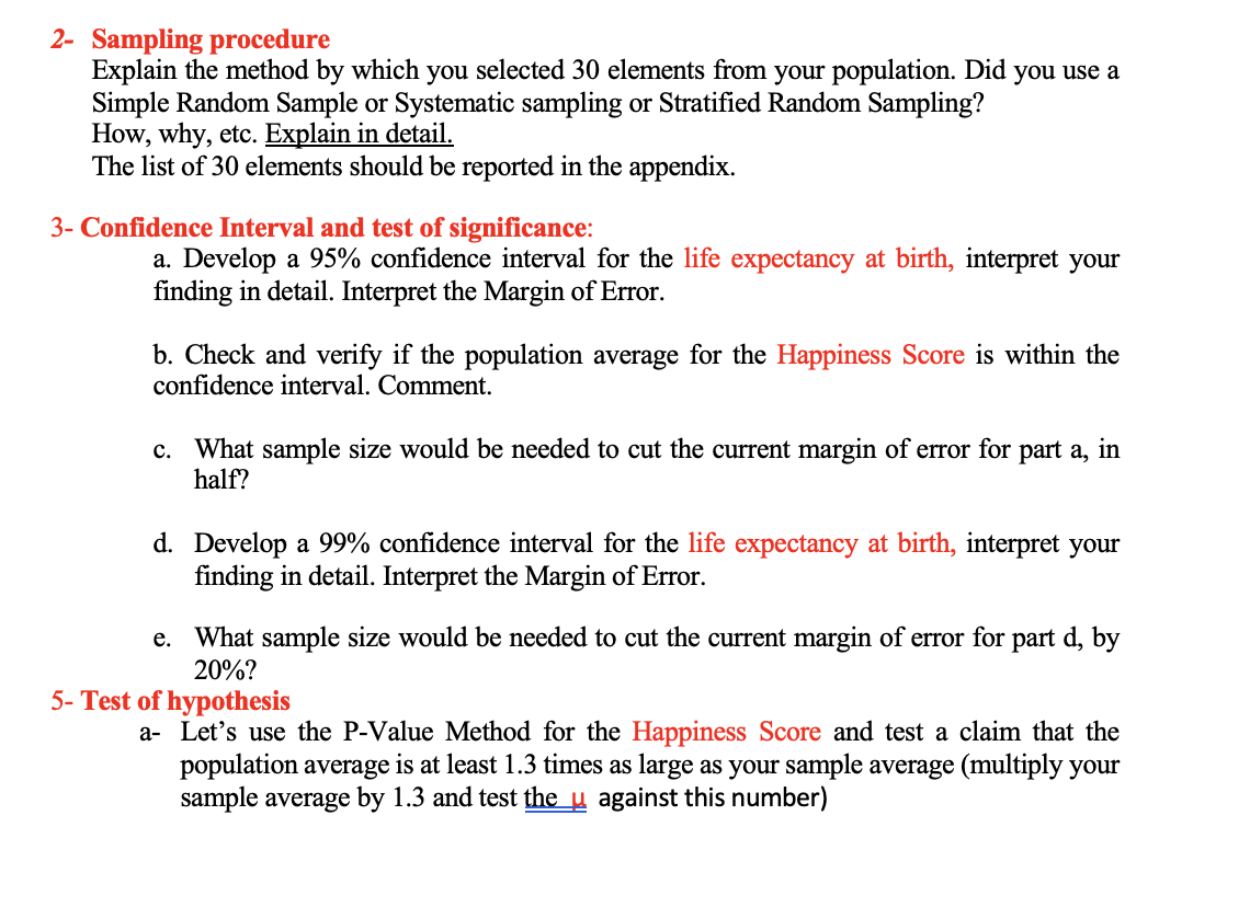 Solved 2- Sampling procedure Explain the method by which you | Chegg.com
