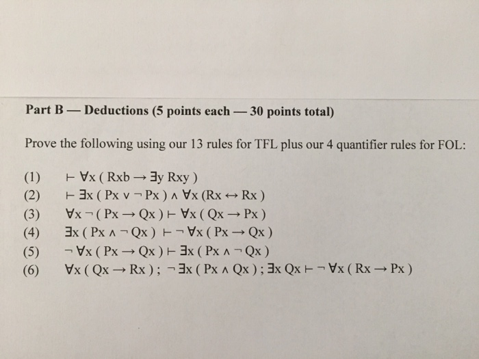 Part B-Deductions (5 points each 30 points total) | Chegg.com