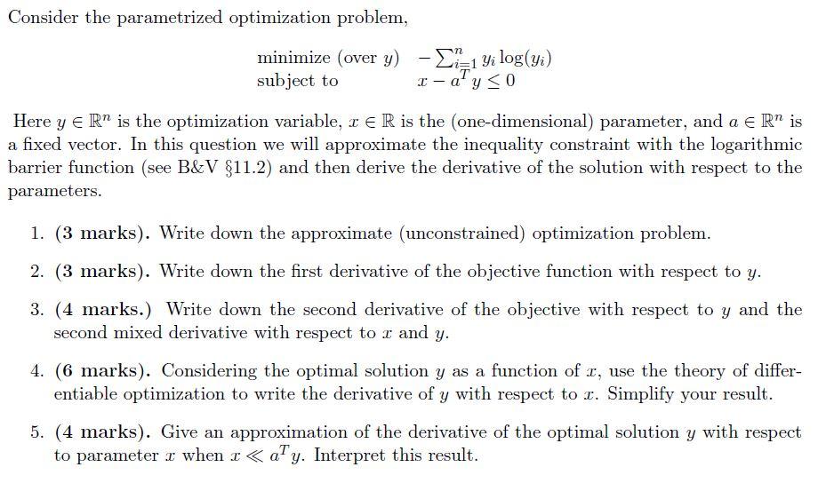 Solved Consider The Parametrized Optimization Problem In