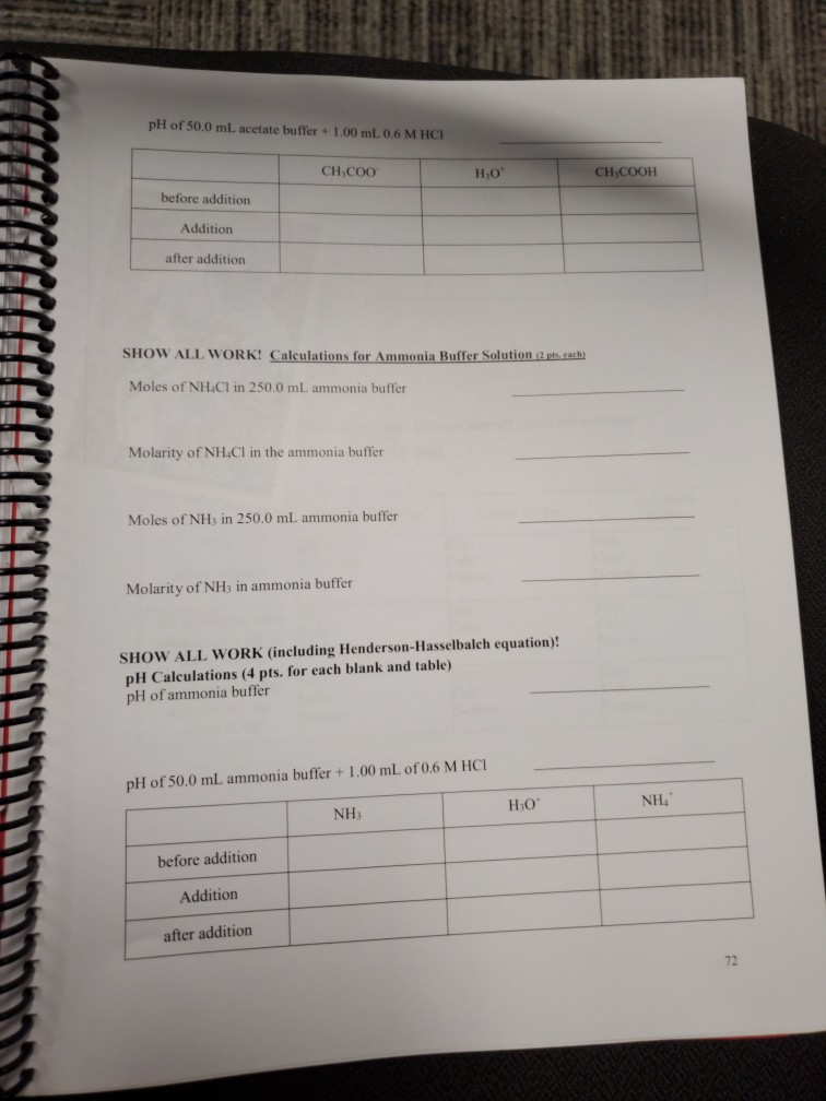 REPORT SHEET Buffers Section Name Date Partner's Name | Chegg.com