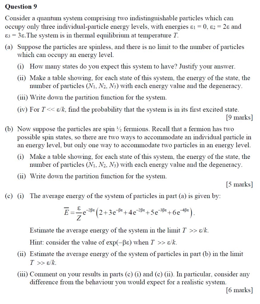 Solved Question 9 Consider a quantum system comprising two | Chegg.com