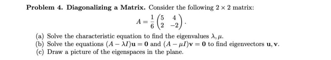Solved Problem 4. Diagonalizing a Matrix. Consider the | Chegg.com