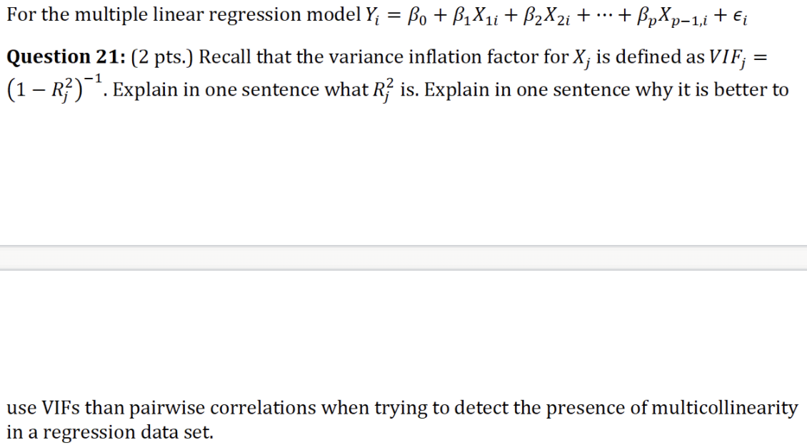 Solved -1, For the multiple linear regression model Y; = Bo | Chegg.com