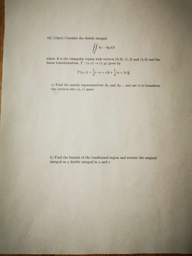 Solved 10) (10pts) Consider the double integral [[ 4r -- | Chegg.com