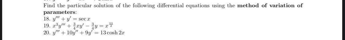 Find the particular solution of the following | Chegg.com