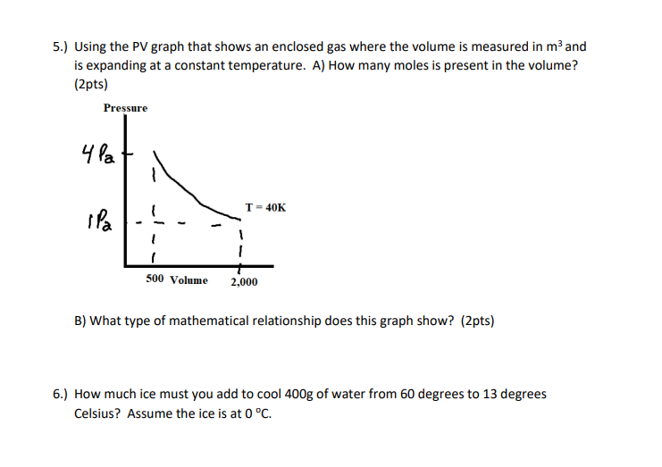 Solved 5.) Using the PV graph that shows an enclosed gas | Chegg.com
